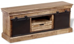 TV stolek s 2 posuvnými dvířky mangovníkové dřevo 110x30x45 cm 244019