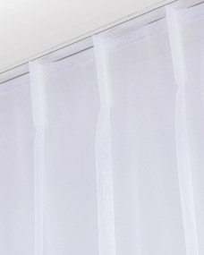 Záclona na jednotlivých hačcích flex barva bílá látka poloprůhledná, pletený vzor, vzorované