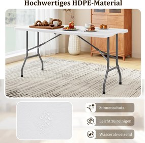 Costway Skládací kempingový stůl s HDPE stolní deskou a rukojetí – 152 × 70 cm