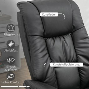 HOMCOM Polohovací křeslo Vinsetto s taburetem, elektricky sklopné o 130°, umělá kůže, černé, TV křeslo s funkcí polohování, 77 x 89 x 110 cm | Aosom.…