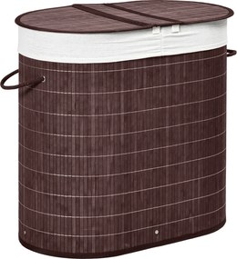 HOMCOM Koš na prádlo 100 l s víkem a držadlem Box na prádlo Sběrač prádla 2 sáčky na prádlo Třídič prádla do koupelny z bambusu | Aosom.de