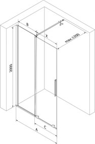 Mexen Velar, posuvné dveře do otvoru typ Walk-In 120 cm, 8mm čiré sklo, zlatá matná, 871-120-000-03-55