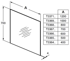 Ideal Standard Mirror &amp; Light - Zrcadlo 700 mm, T3367BH