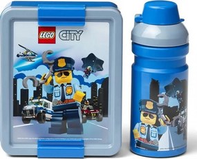 OEM Box svačinový 20 x 17,3 x 7,1 cm + láhev 390 ml, PP + silikon LEGO CITY sada 2díl.