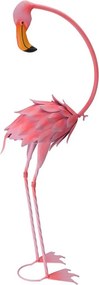 Zahradní kovová figurka Flamingo, 70 cm, růžová
