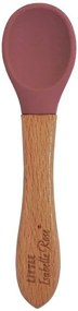 Silikonová lžička s bambusovou rukojetí pro nejmenší tmavě růžová 14 cm (ISABELLE ROSE)