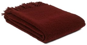 Kampol Deka z merino vlny Bukle 140x200 vínová se střapci