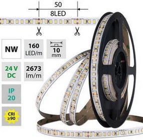LED pásek McLED 24V neutrální bílá CRI90 š=10mm IP20 19,2W/m 160LED/m SMD2835 ML-126.887.60.2