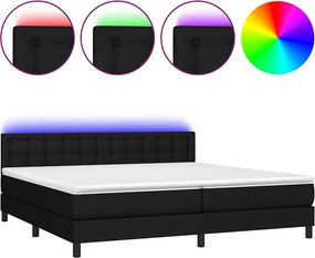 Box spring postel s matrací a LED černá 200x200 cm textil 3133503