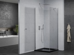 Mexen Pretoria, sprchový kout 100 (dveře) x 100 (stěna) cm, 6mm čiré sklo, chromový profil + černá sprchová vanička, 852-100-100-01-00-4070