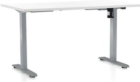 Výškově nastavitelný stůl OfficeTech A, 120 x 80 cm, šedá podnož, bílá