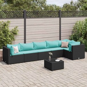 7dílná zahradní sedací souprava s poduškami černá polyratan 3308116