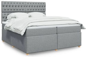 Box spring postel s matrací světle šedá 200 x 200 cm textil 3293694