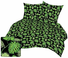 KARO 70x80 178b povlak na polštář z kůry černé listy zelené palmové větve oboustranně zapínaný na knoflíky