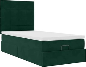 Osmanský rám postele s matracemi tmavě zelené 100x200cm samet 3314303