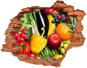 Wallmuralia Nálepka 3D díra Zelenina a ovoce 90x70 cm