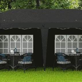 Outsunny Pavilon cca 3x6 m Vodotěsný skládací pavilon se 4 bočními stěnami, oknem Ochrana proti UV záření Přepravní taška černá