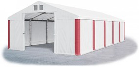 Garážový stan 8x8x4m střecha PVC 560g/m2 boky PVC 500g/m2 konstrukce ZIMA Bílá Bílá Červené