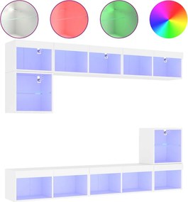 8dílná obývací stěna s LED osvětlením bílá kompozitní dřevo 3216668