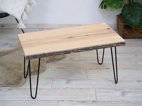 Jasanový konferenční stolek z přírodní masivní fošny 35-40x70-80 cm + Hairpin nohy Dle výběru