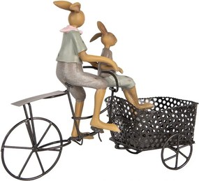 Dekorace králíci na kole s košíkem - 28*12*23 cm