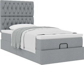 Osmanský postel s matrací světle šedá 100x200 cm textil 3313216