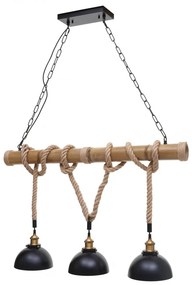 Závěsné svítidlo H82 industrial, kupole 3 74201 - kov / bambus - Černá
