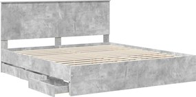 Rám postele s čelo Betonově šedá 180 x 200 cm Inženýrské dřevo 3411092