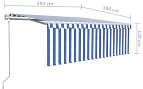 Automatická zatahovací markýza s roletou 4,5 x 3 m modrobílá,  3069326