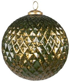 Zeleno-zlatá skleněná ozdoba koule XL - Ø 15*15 cm
