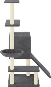 Škrabadlo pro kočky se sisalovými sloupky tmavě šedé 130,5 cm 172042