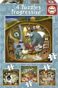 EDUCA Puzzle Lesní příběhy 4v1 / (12  16  20  25 dílků) / od 3 let