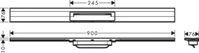 Hansgrohe RainDrain Flex, vrchní sada sprchového žlabu 900, zkracovatelný, pro instalaci ke zdi, chromová, HAN-56052000