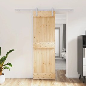 Posuvné Dveře S Kováním 70 X 210 Cm Masivní Borové Dřevo