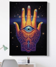 Obraz na plátně - Hamsa kosmická ruka FeelHappy.cz Velikost obrazu: 120 x 180 cm