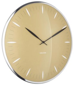 Hořčicově žluté skleněné nástěnné hodiny Karlsson Leaf, ø 40 cm