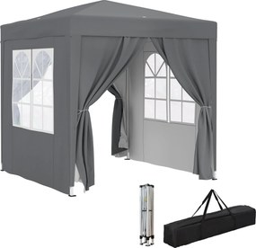 Outsunny Zahradní Altán 2 x 2 m, skládací pop-up altán, výškově nastavitelný, UV ochrana, ocelová konstrukce, 4 odnímatelné strany, na kempování, fest