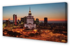 Obrazy na plátně Noční panorama Varšavy mrakodrapů 100x50 cm