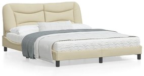 vidaXL Rám postele s čelem krémový 160x200 cm textil