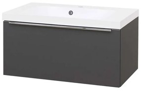 Mereo, Mailo, koupelnová skříňka s umyvadlem z litého mramoru 81 cm, antracit, chrom madlo CN536M