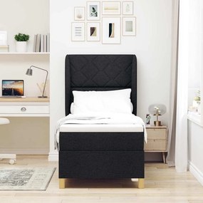 Postel s boxspringem s čelo Černý 200 x 80 cm textil 3340783