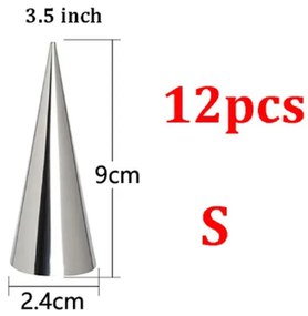 Kuchyňské nerezové kornoutky, trubičky na pečení - 6, 12 nebo 24 ks Barva: 12 ks kuželový S