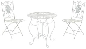 Souprava kovových židlí a stolu Aldeano (SET 2 + 1) - Bílá antik