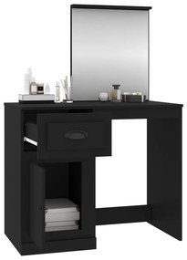 Toaletní stolek se zrcadlem černý 90 x 50 x 132,5 cm kompozit
