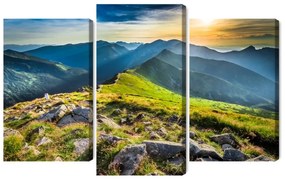 Vícedílný obraz Západ Slunce V Horách 3D Nedostatek Nedostatek Přírodní plátno 150x100