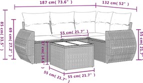 5dílná zahradní sedací souprava s poduškami černá polyratan 3253653