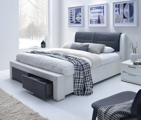 Čalouněná postel Cassandra 140x200 dvoulůžko - bílo-černá