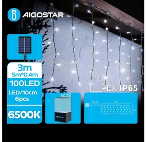 Aigostar B.V. | Aigostar - LED Solární vánoční řetěz 100xLED/8 funkcí 8x0,4m IP65 studená bílá | AI0435