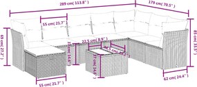 9dílná zahradní sedací souprava s poduškami béžová polyratan 3263284