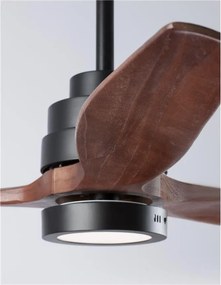 NV 5231401 Stropní ventilátor se světlem SABAL tělo z oceli matná černá a sklo 3ABS dřevěné listy 12W 3000K - NOVA LUCE